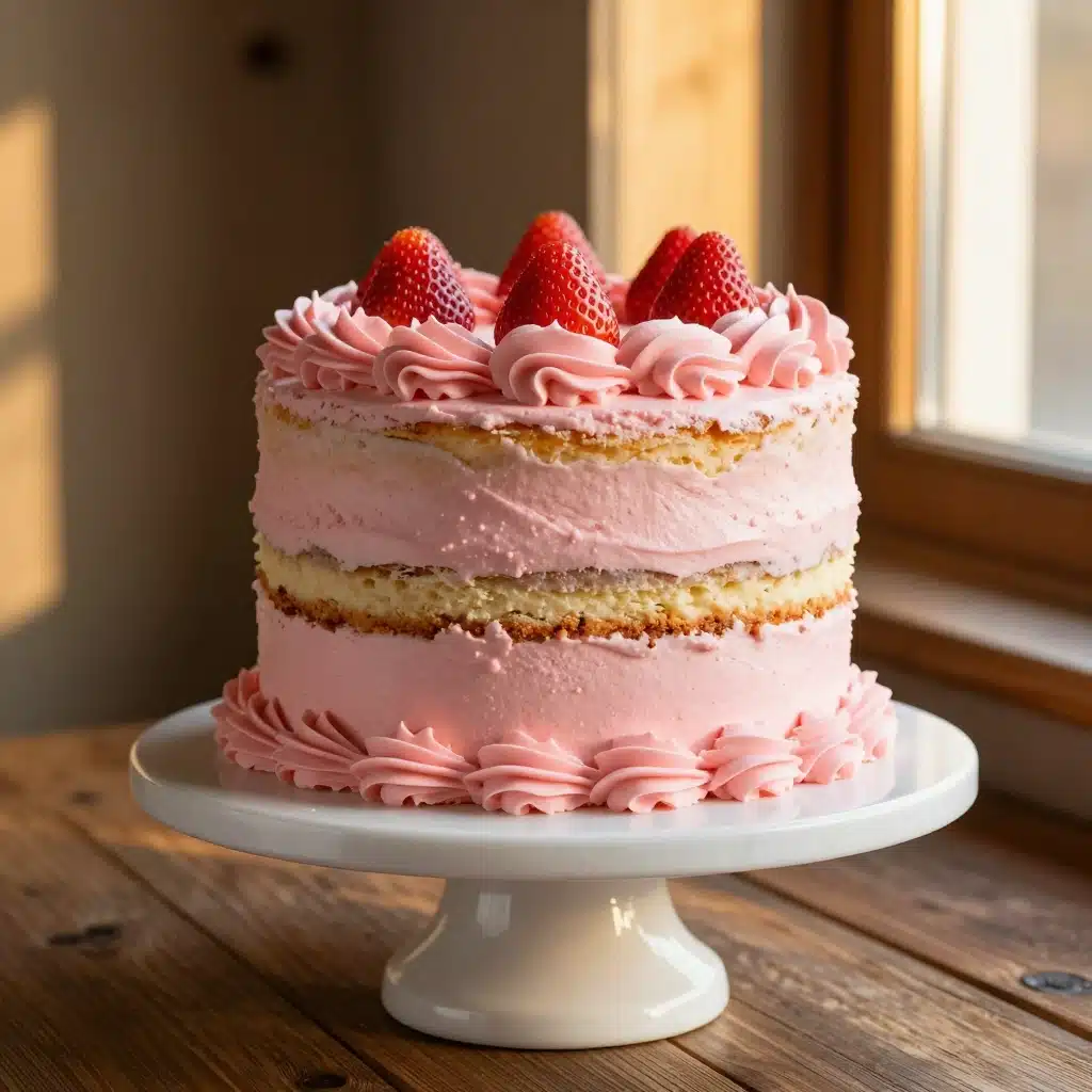 Fresh Strawberry Birthday Layer Cake | Soft Homemade Celebration Cake
